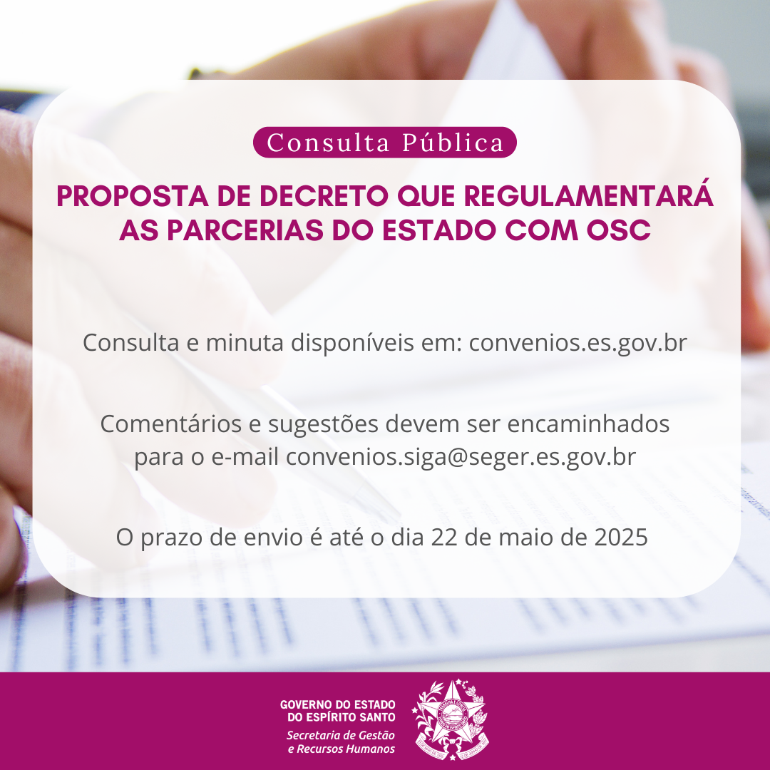 Portal do Servidor - Seger publica consulta pública sobre proposta de ...